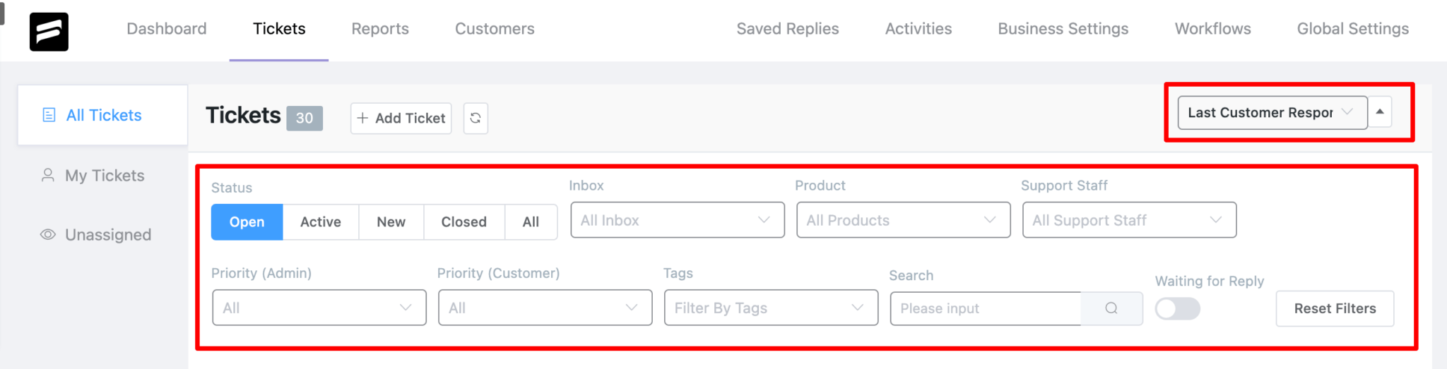 Filtering, Sorting & Searching Tickets - Fluent Support