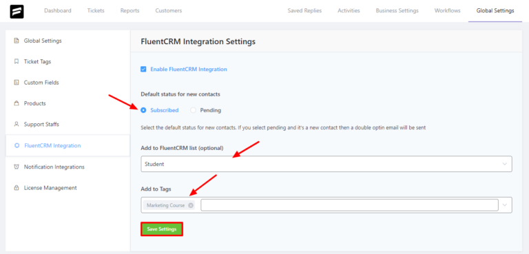 FluentCRM Integration - Fluent Support
