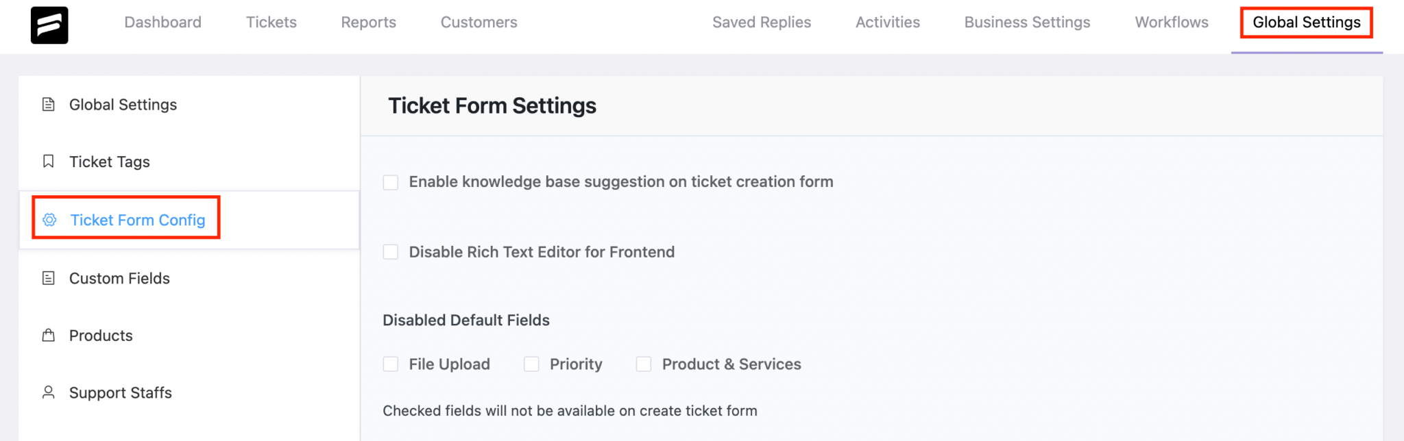 Ticket Form Customization - Fluent Support