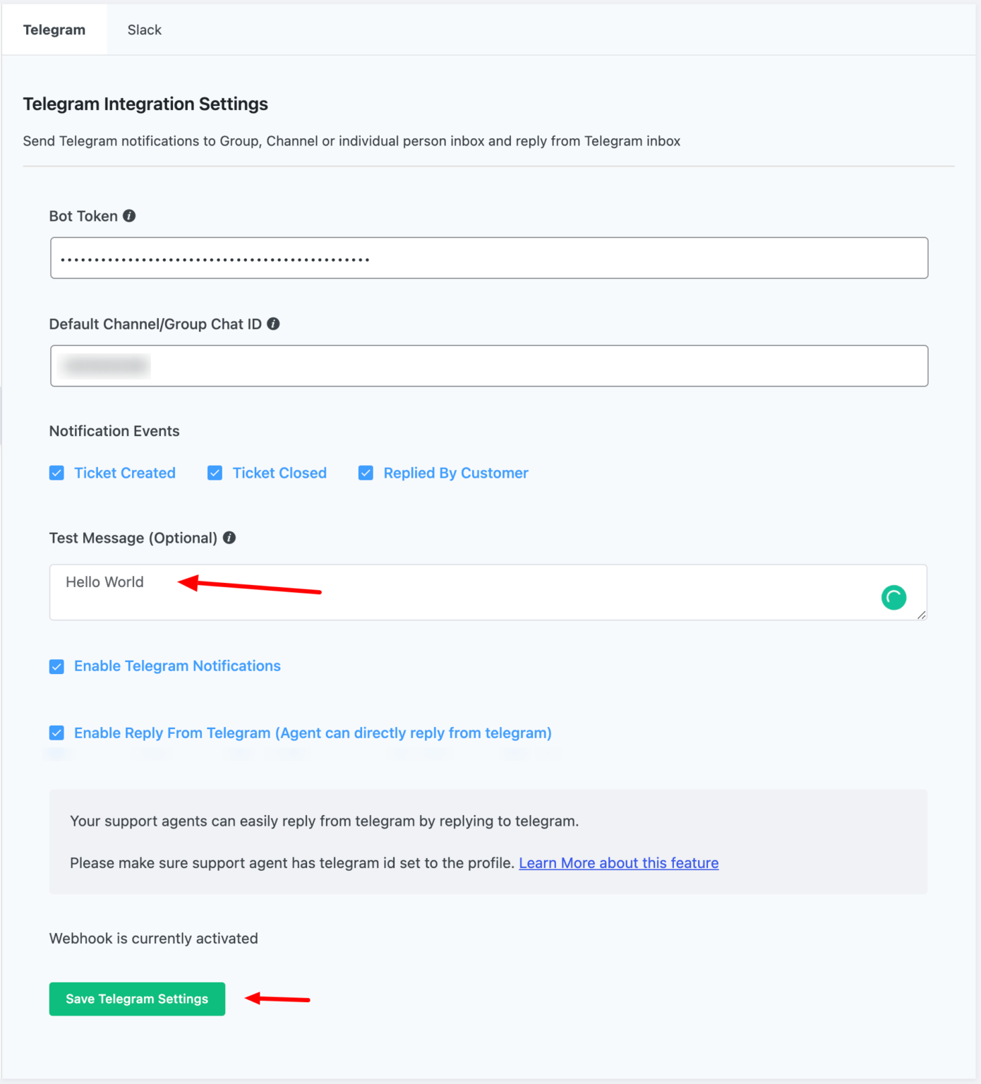 Managing Tickets using Telegram - Fluent Support