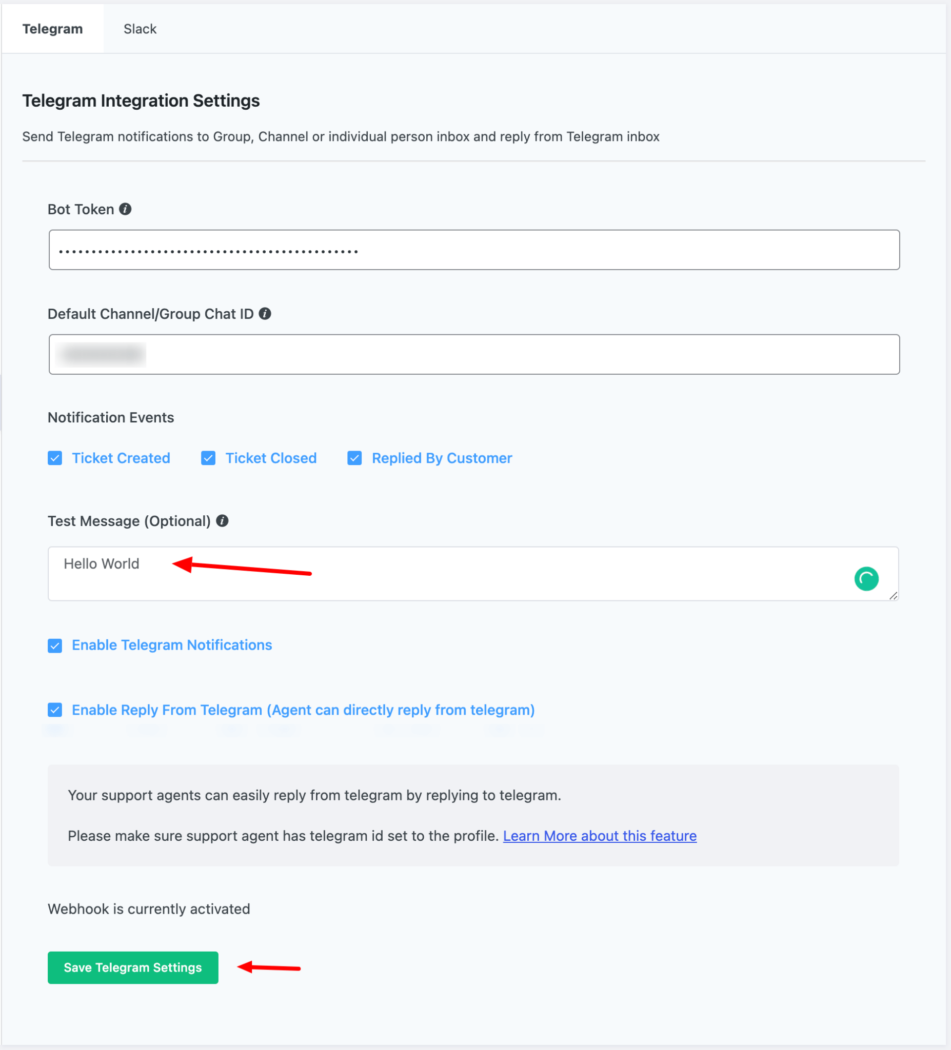 Managing Tickets using Telegram - Fluent Support