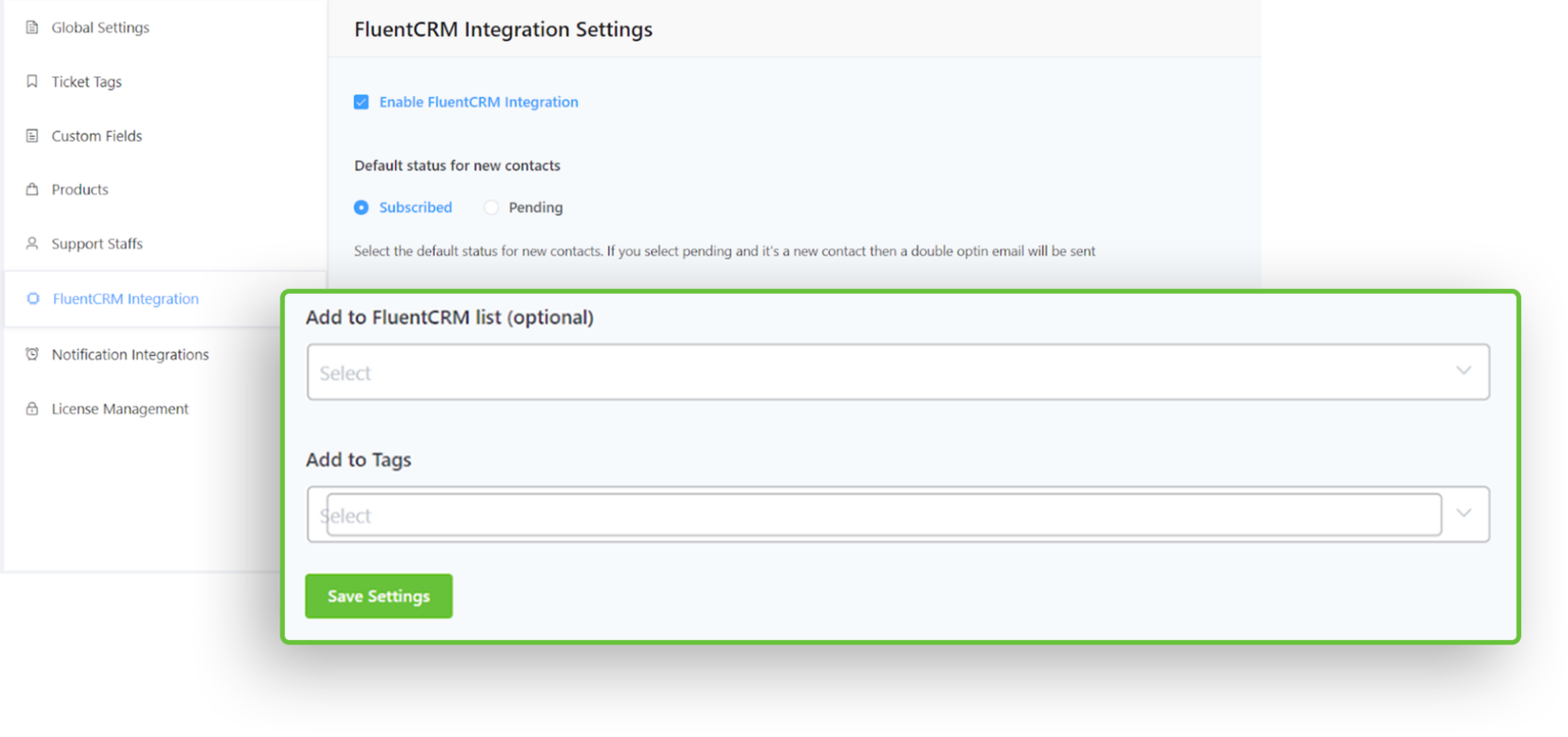 FluentCRM Integration with Fluent Support - Fluent Support