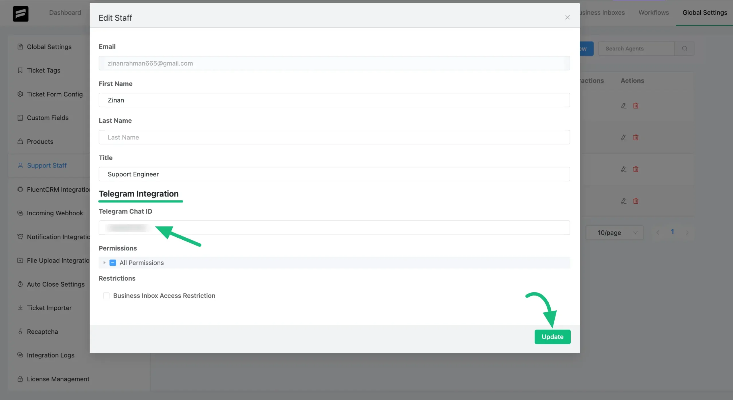 Managing Tickets using Telegram - Fluent Support